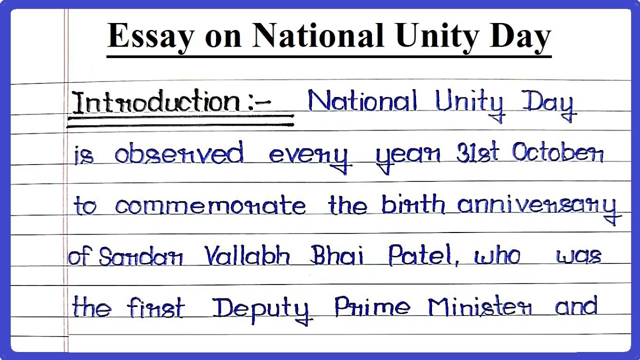 Essay on National Unity Day | Write an Essay on national unity day ...
