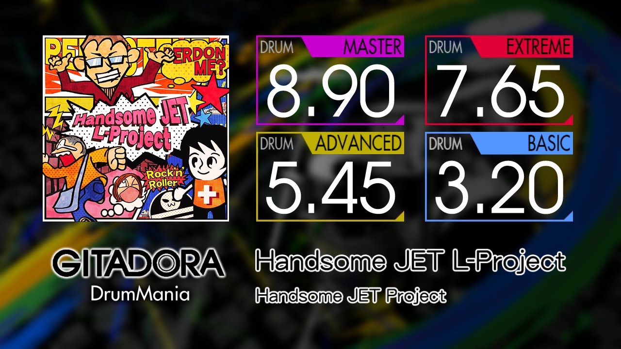 【GITADORA】 Handsome JET L-Project (MASTER ~ BASIC) Drum - YouTube