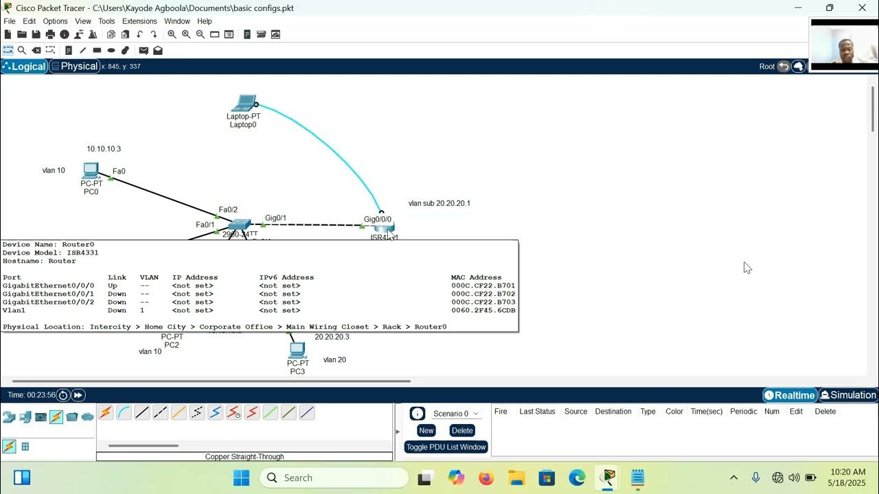 Day 4 Lab: Mastering Inter-VLAN Routing with Router on a Stick and Multi Layer Switches - YouTube