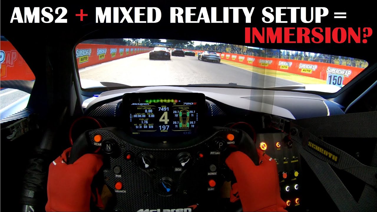 AMS 2: Mclaren 720S GT3 Mixed Reality Setup @Triple 27 screens - YouTube