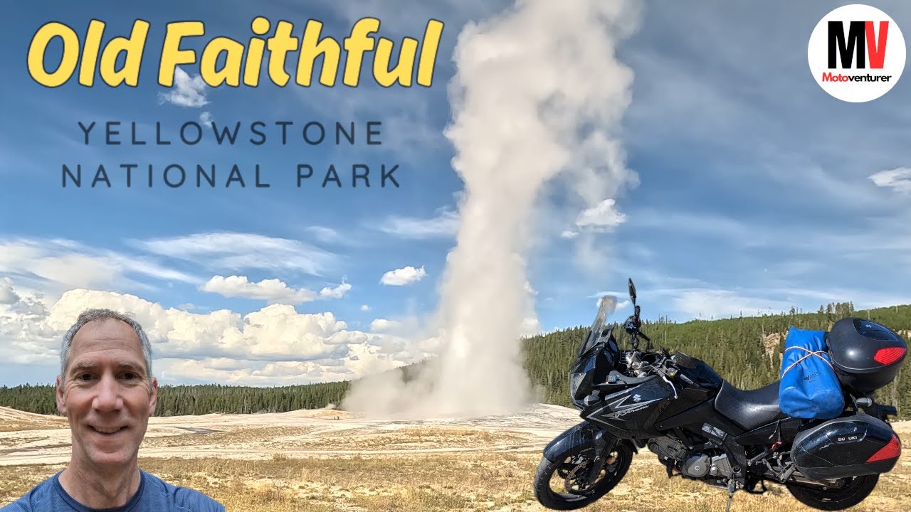Motorcycle Touring Past Old Faithful at Yellowstone National Park ...