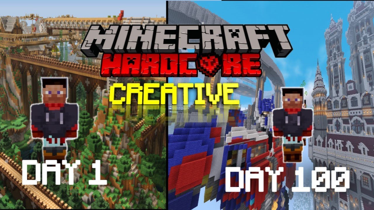 I survived 100 days in "CREATIVE" Minecraft #simplegaming555 #100days ...
