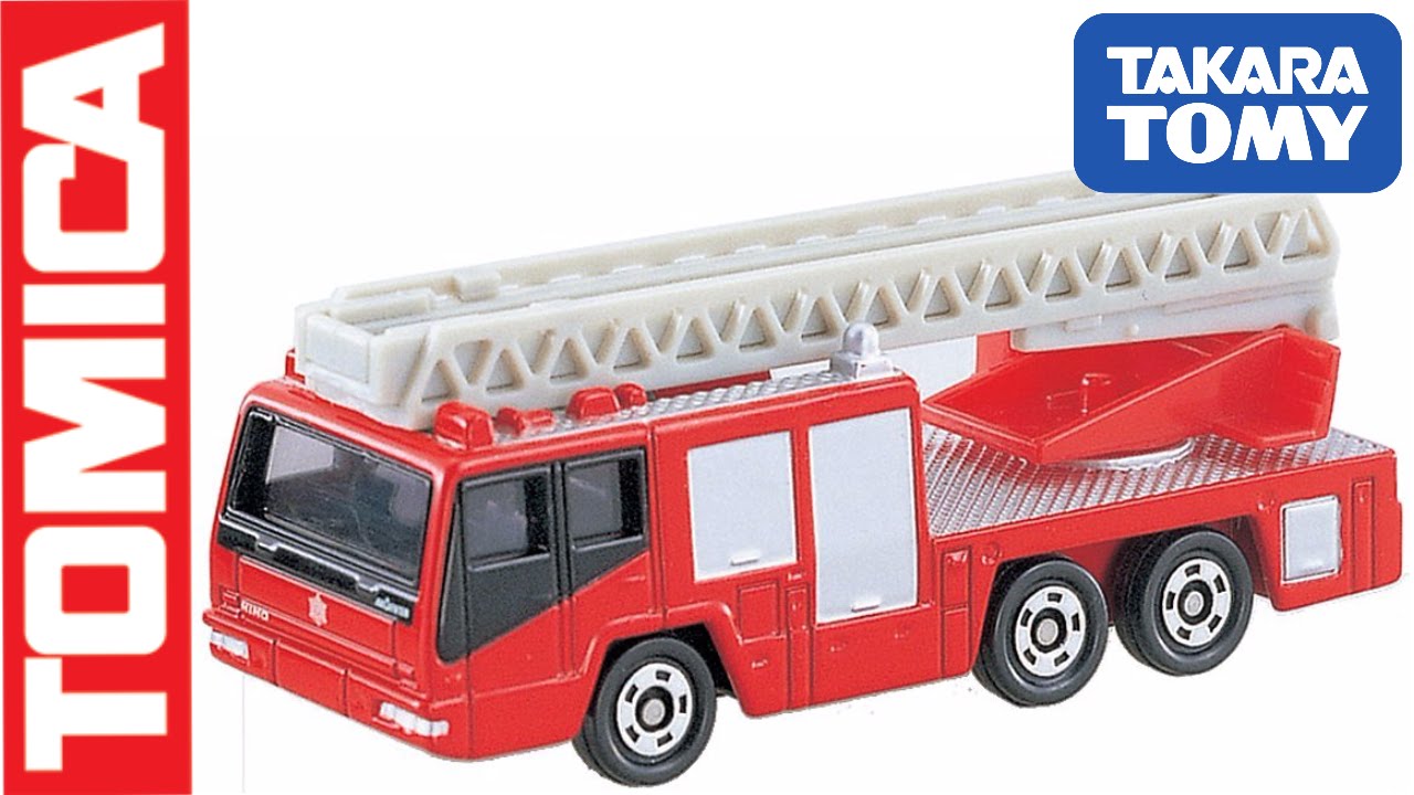 Unboxing Fire Truck toy video for kids - Tomica Hino Aerial Ladder Fire ...