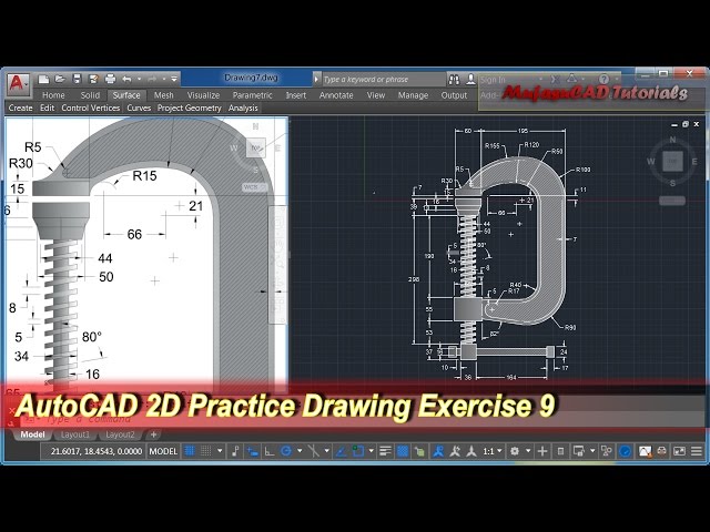 C Clamp 2d Cad Drawing