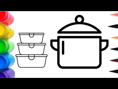 Colourful pressure cooker drawing, painting and colouring for kids and ...