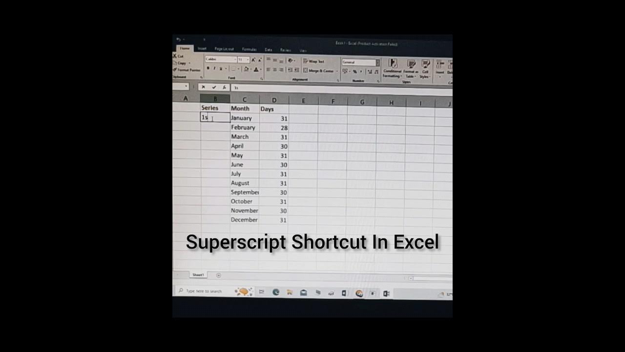 Superscript Excel Excel Shortcut Shortsvideo Shortcut Youtube
