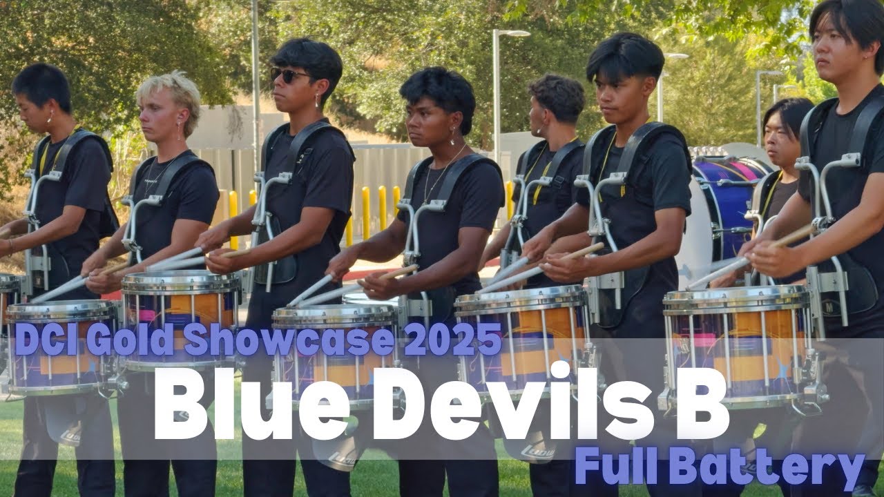 Blue Devils B Battery 2025 - In the Lot @ DCI Gold Showcase - YouTube
