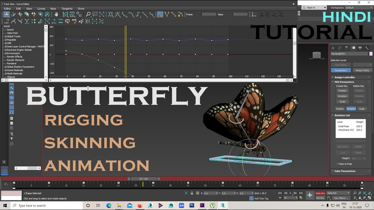 3DSMAX : BUTTERFLY ANIMATION RIGGING SKINNING TUTORIAL - YouTube