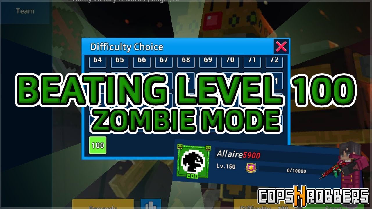 COMPLETING LEVEL 100 in ZOMBIE MODE! | Cops N Robbers - YouTube