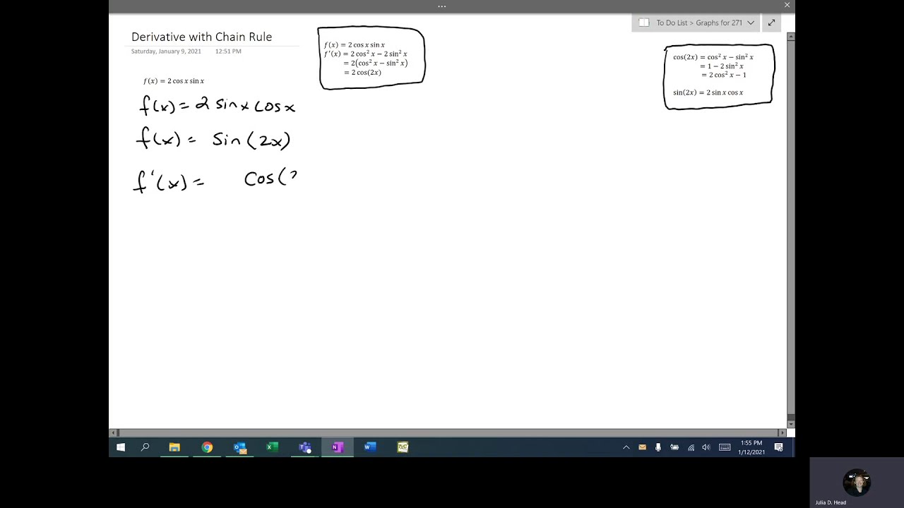 Trig Derivative with Chain Rule - YouTube