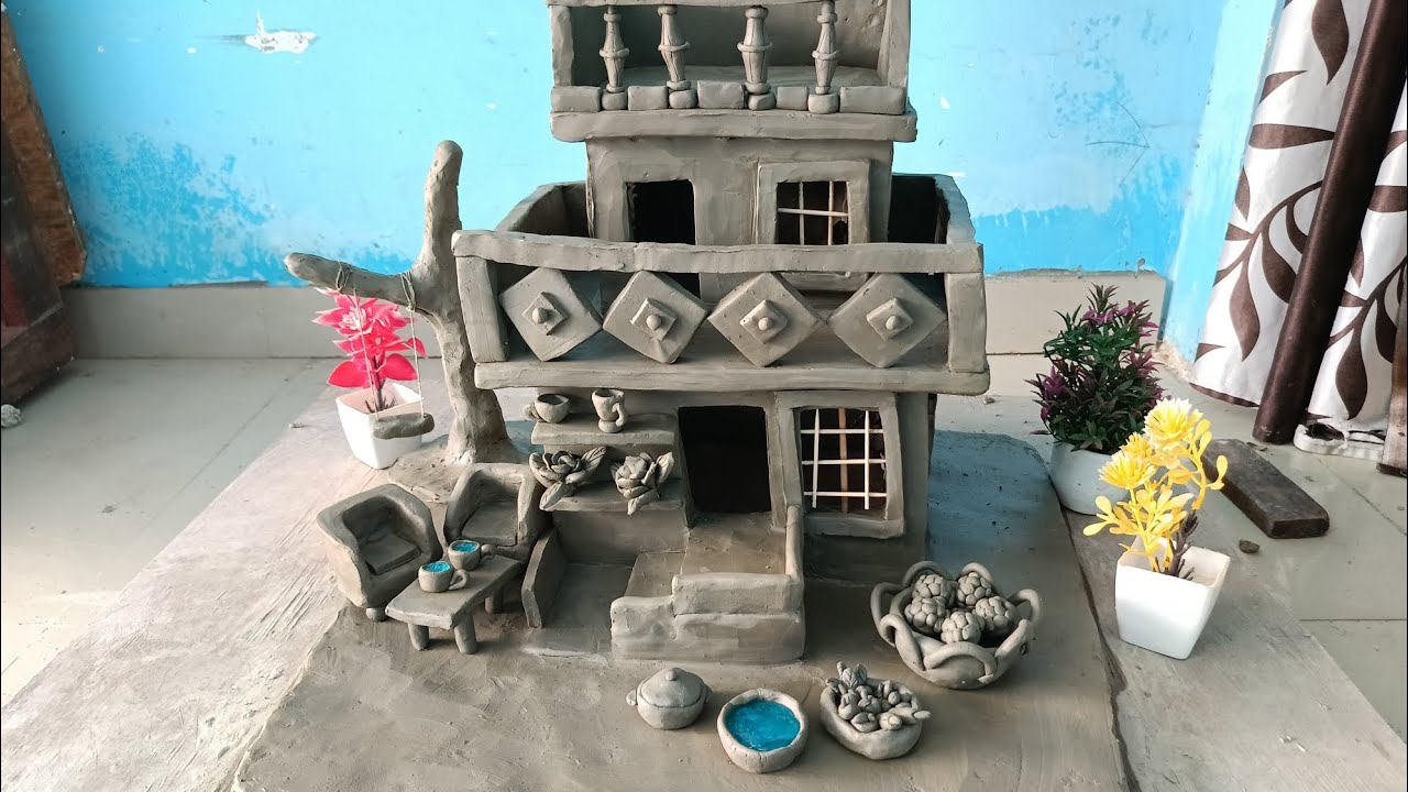 Miniature Clay House Design With Clay || DIY Clay Art - YouTube