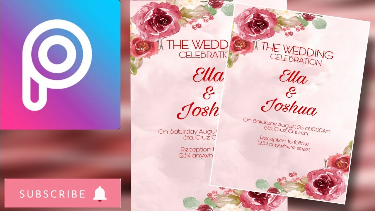 Wedding Invitation Card Layout Tutorial | Picsart x Android Phone - YouTube