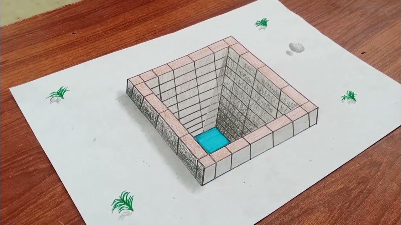 Easy 3D drawing Water Hole on paper step by step - how to draw 3d - 3D ...