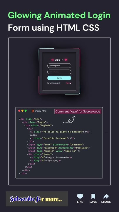 Glowing Animated Login Form (HTML & CSS) | #shorts #coding - YouTube