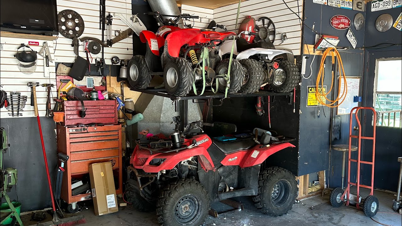 Home Made Single Post ATV Lift - YouTube