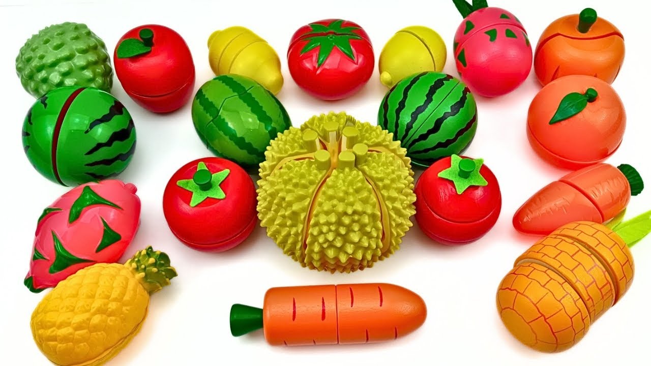 Satisfying Video ASMR | Cutting Wooden & Plastic Fruits Vegetables, DURIAN TOMATO WATERMELON ...