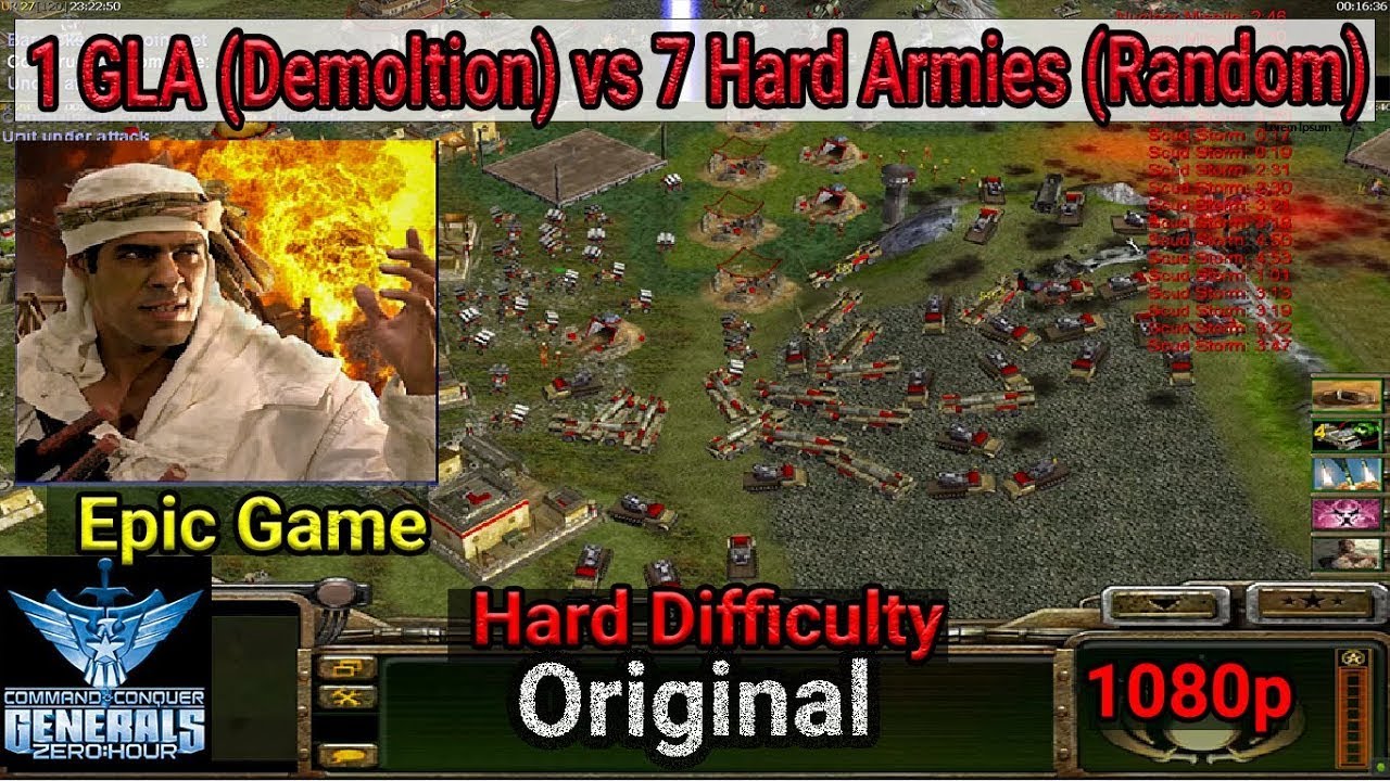 1 GLA (Demolition) vs 7 Hard Armies Random - 1080p - C&C Generals Zero ...