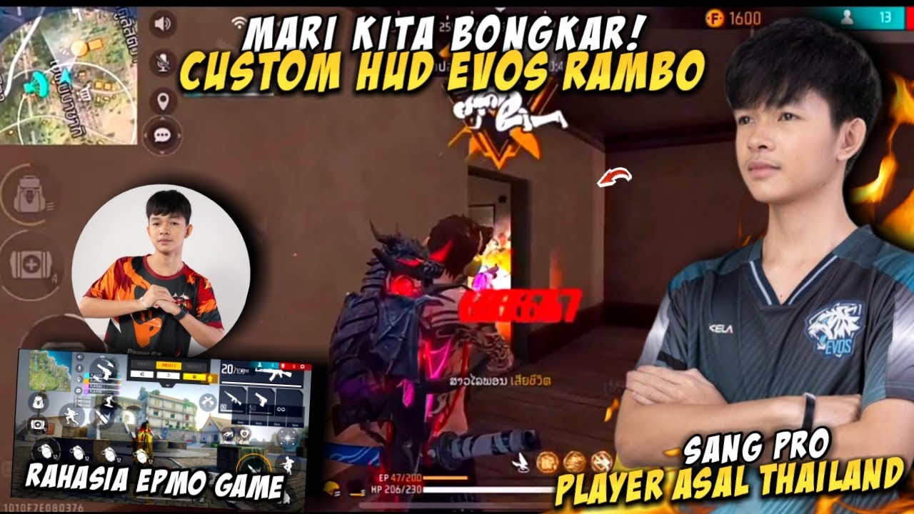 BONGKAR CUSTOM HUD EVOS RAMBO || SANG PRO PLAYER FF ASAL THAILAND ...
