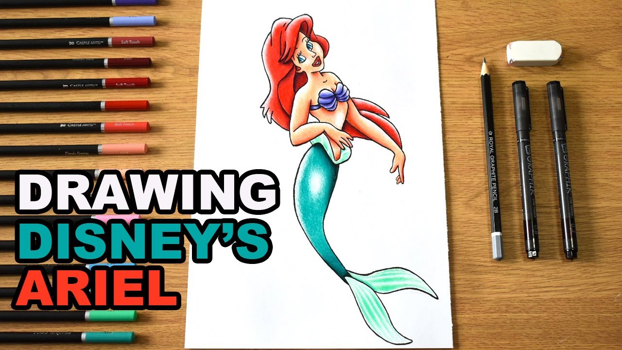 Drawing Disney's Ariel (The Little Mermaid) Time-lapse | JMZ ...