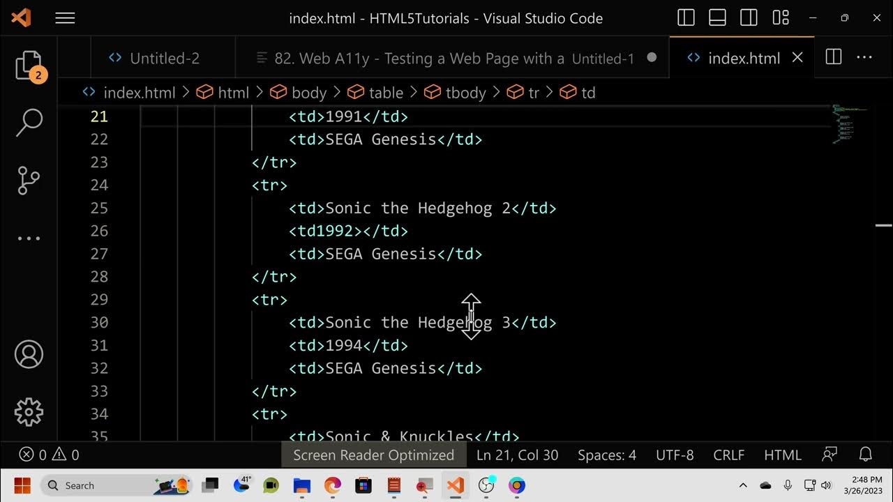 HTML5 - 31 - Working with Tables - YouTube