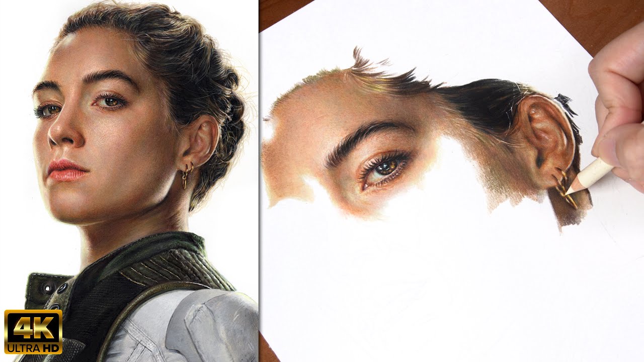 Real Time Drawing Yelena Belova（Black Widow）in Colored Pencil || Part 1 ...