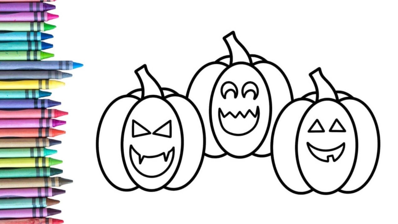 Halloween Pumpkin Drawing For Kids | Coloring Pumpkin Drawing ...