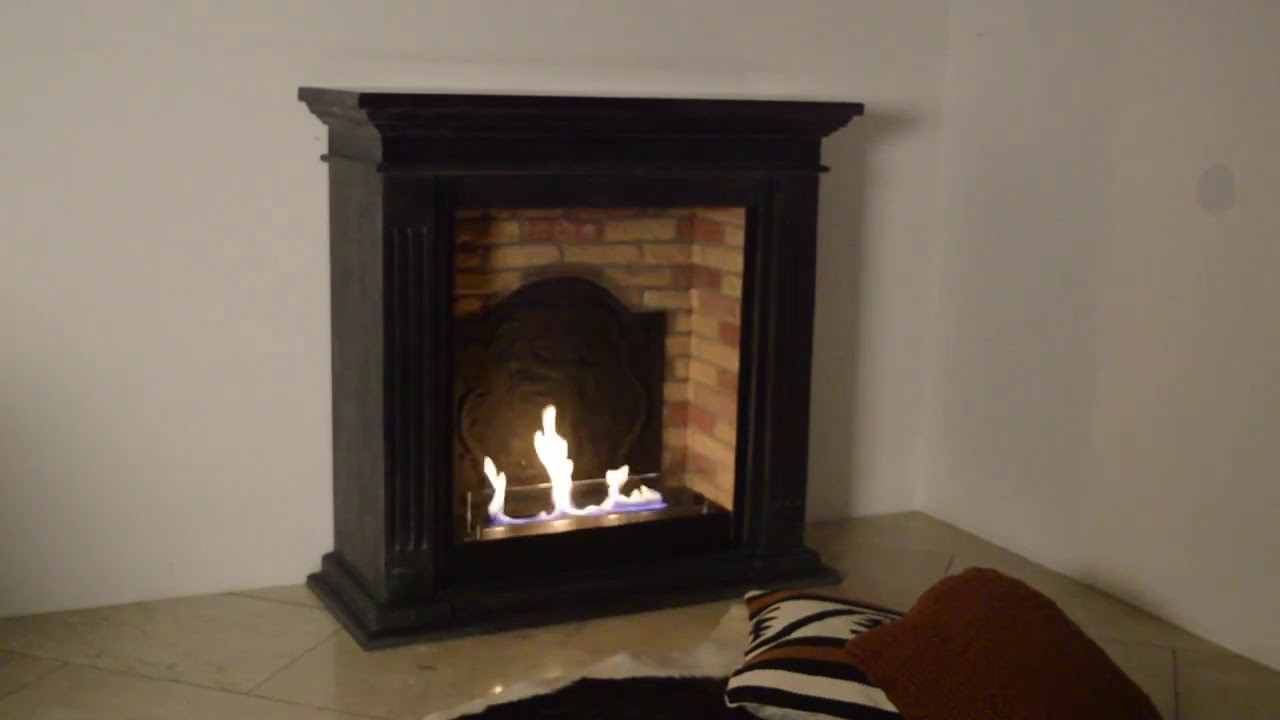 Ethanol Fire Ruby Fires Cadiz Natural stone black polished with Built ...