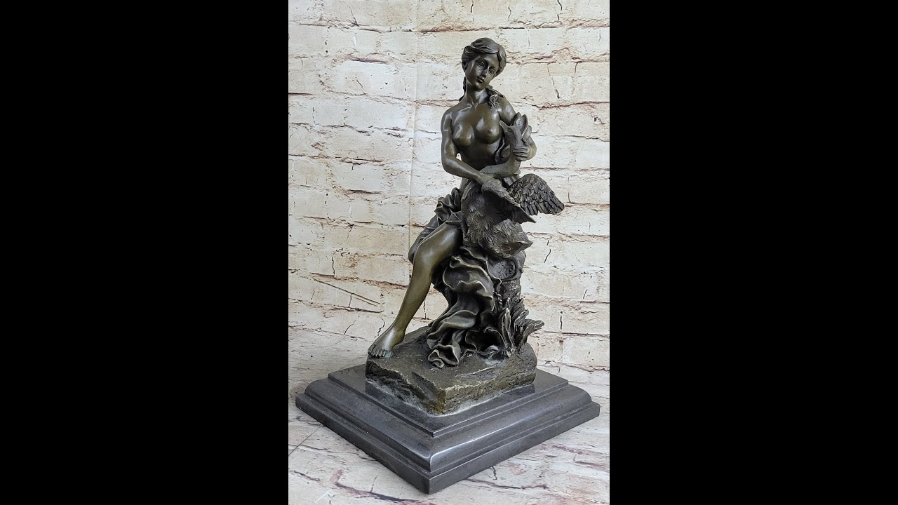 Signed Milo Leda and the Swan Greek Mythology Bronze Sculpture Statue ...