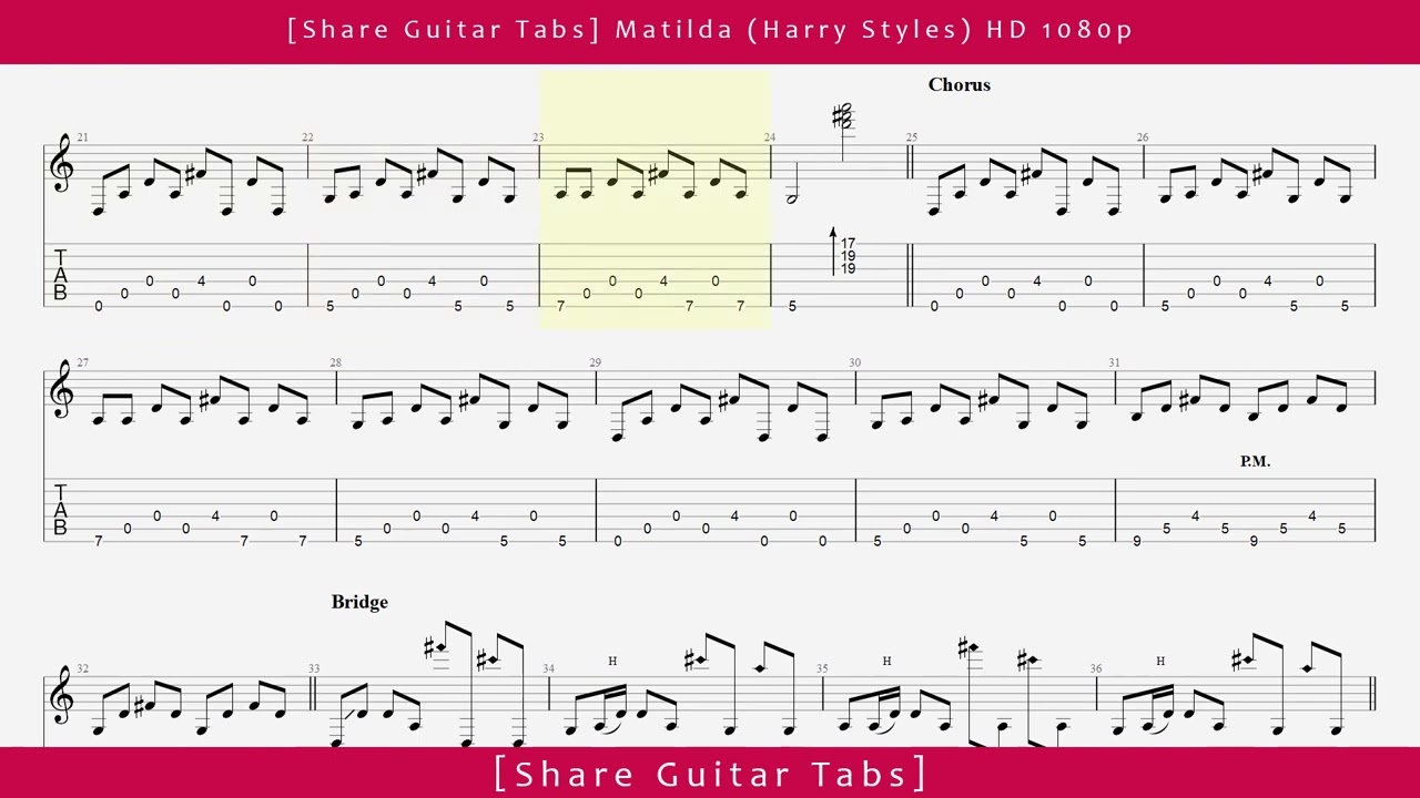 [Share Guitar Tabs] Matilda (Harry Styles) HD 1080p - YouTube