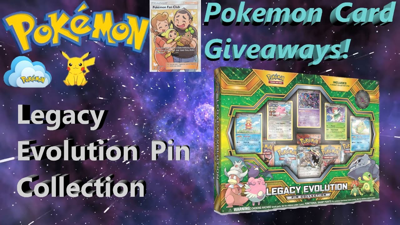 Legacy Evolution Pin Collection Opening + Free Pokemon Card Giveaways ...