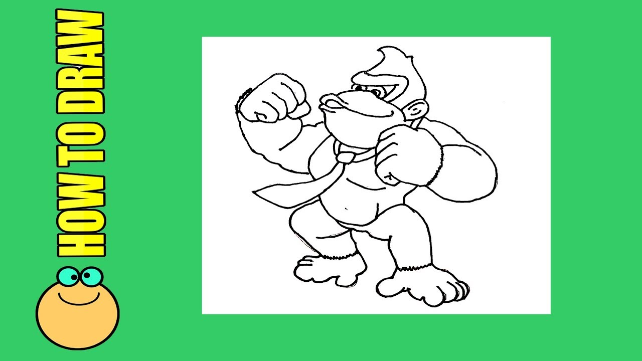 How to draw video game characters (Donkey kong) easy method - YouTube