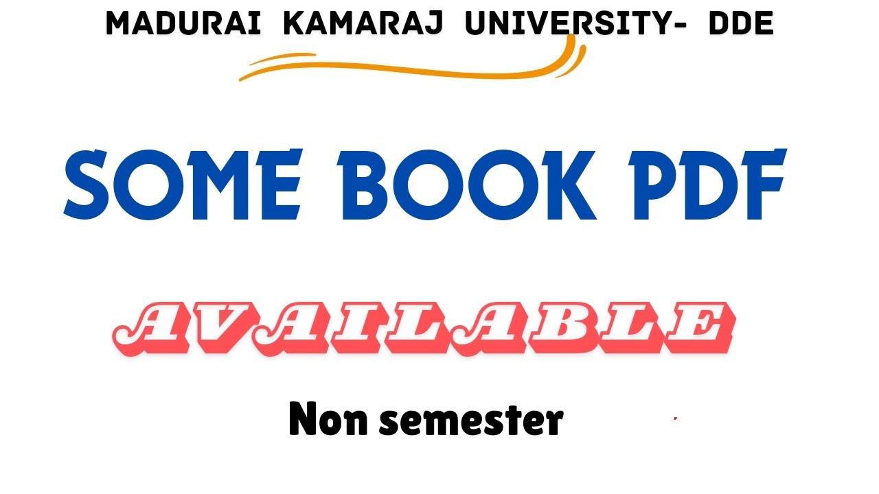 SOME | NON SEMESTER BOOK PDF | AVAILABLE | MKU DDE | APR 24 EXAM | - YouTube