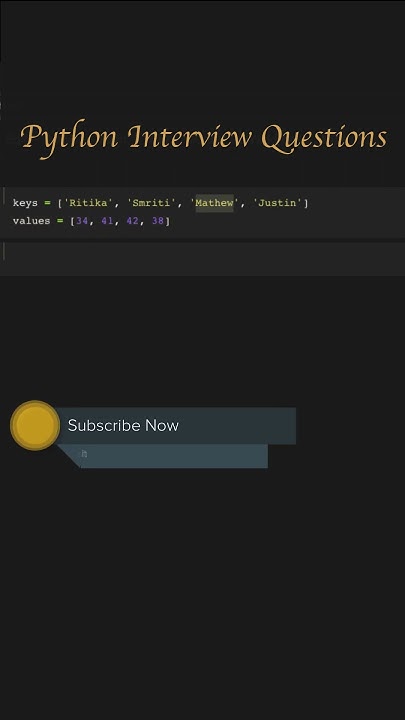 Dictionary in One Line in Python | Interview Question - YouTube