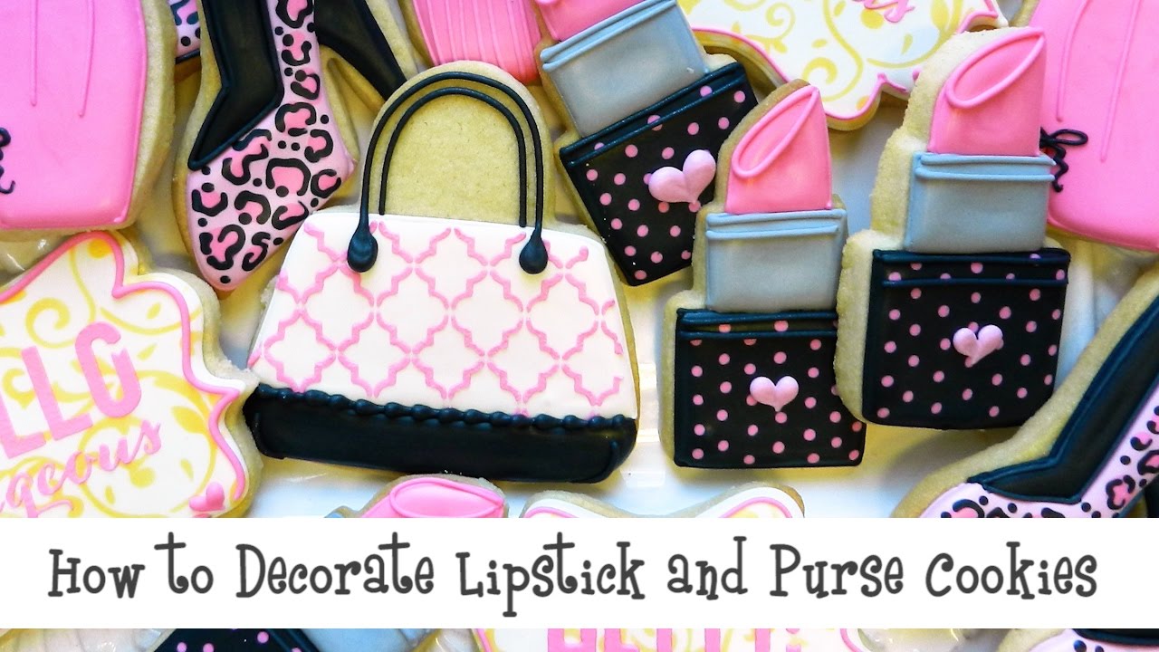 How to Decorate Lipstick and Purse Cookies - YouTube