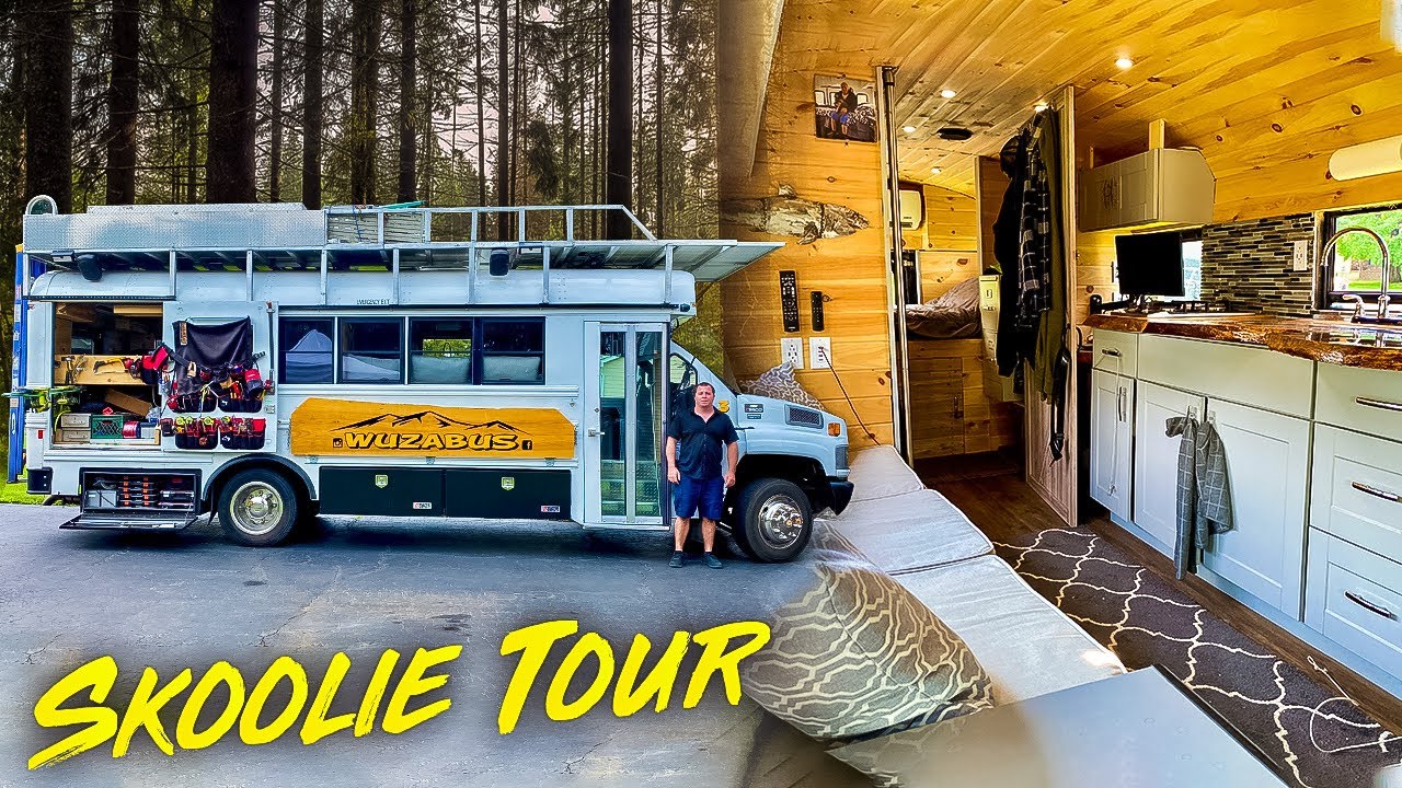 SOLO Traveler Builds DIY School Bus Camper Conversion To Explore and ...