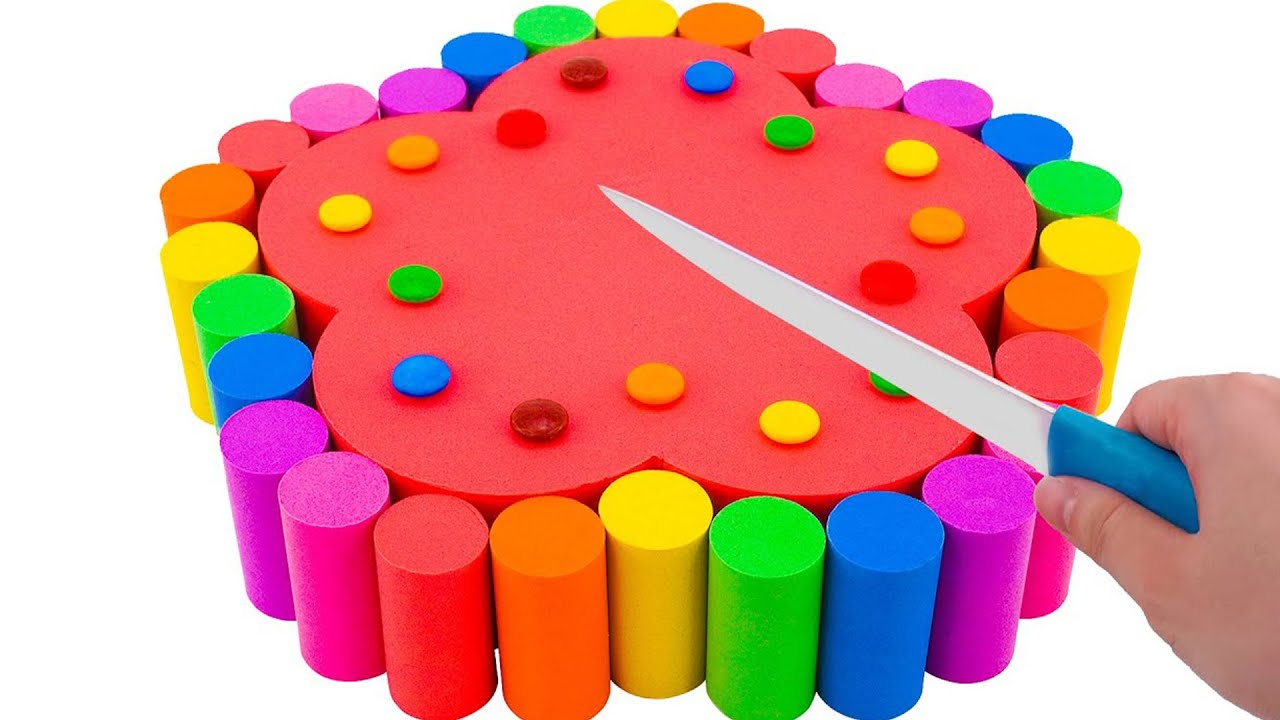 Satisfying Video l Kinetic Sand Rainbow Flower Cake Cutting ASMR ...