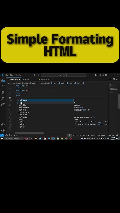 Simple Formatting in HTML!! #coding #htmlcss #automobile #shortvideo # ...