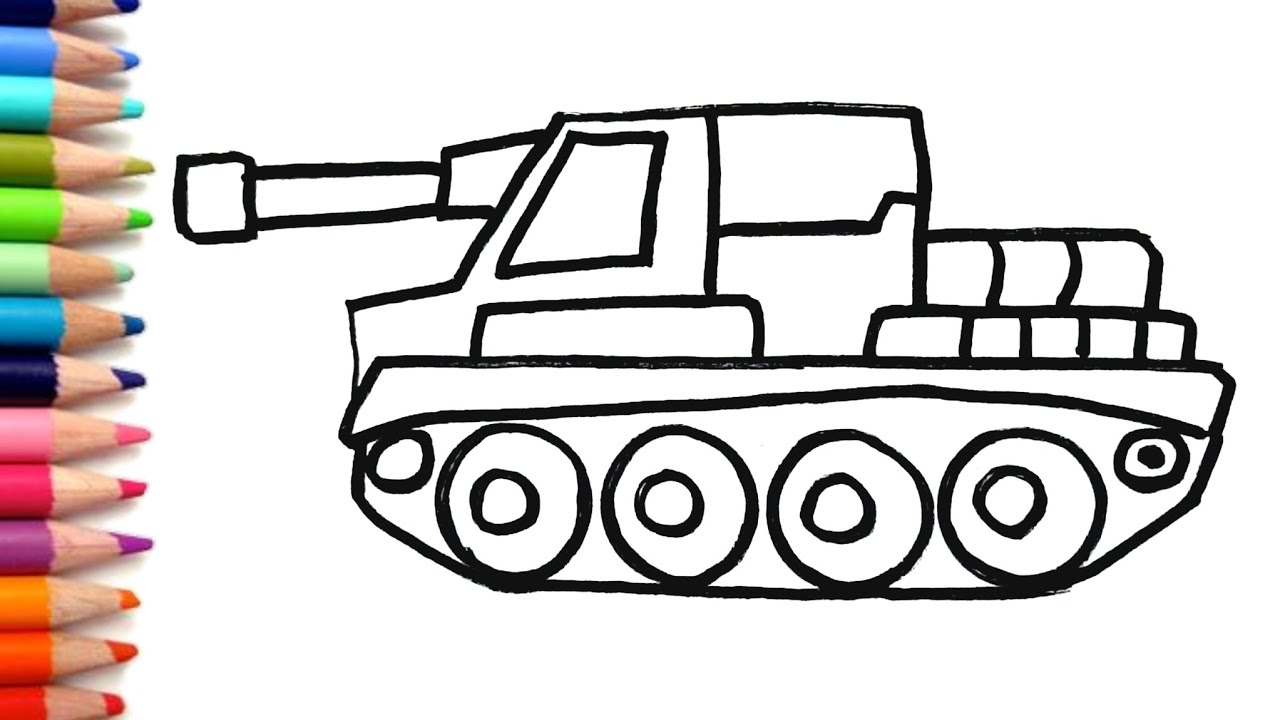 How To Draw A Simple Tank Very easy For Kids || step by step, Let To ...