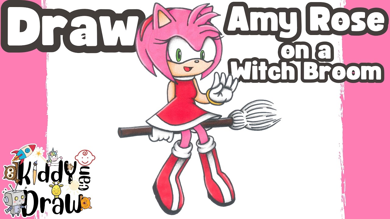 How to Draw Amy Rose on a Witch Broom (Sonic the Hedgehog) - YouTube
