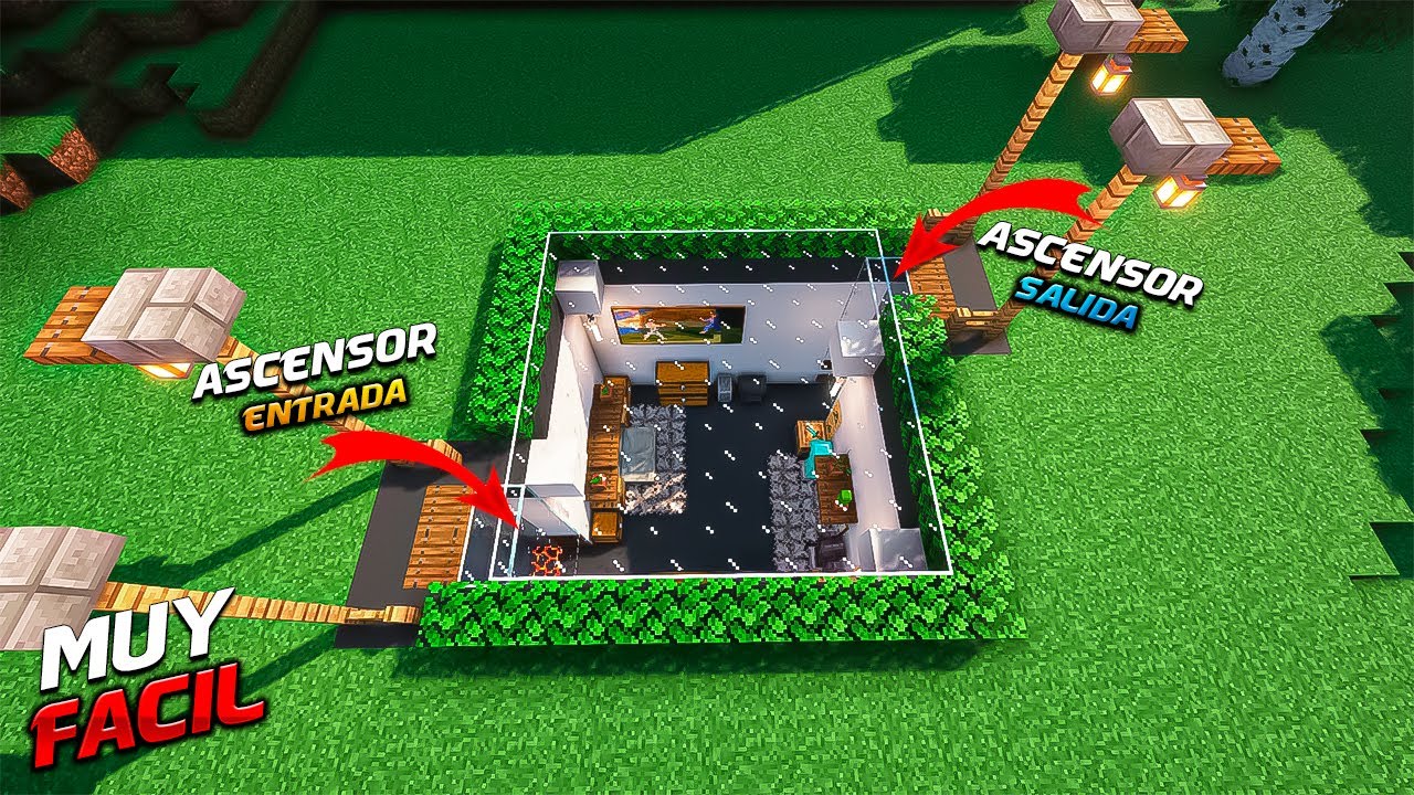 CASA MODERNA SUBTERRÁNEA CON DOS ASCENSORES EN MINECRAFT | Tutorial ...