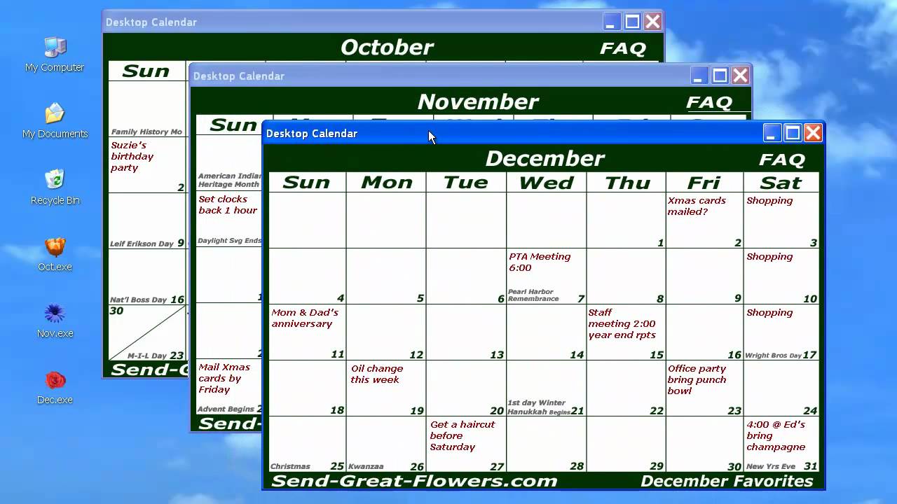 Free Desktop Calendar from Send-Great-Flowers.com - YouTube