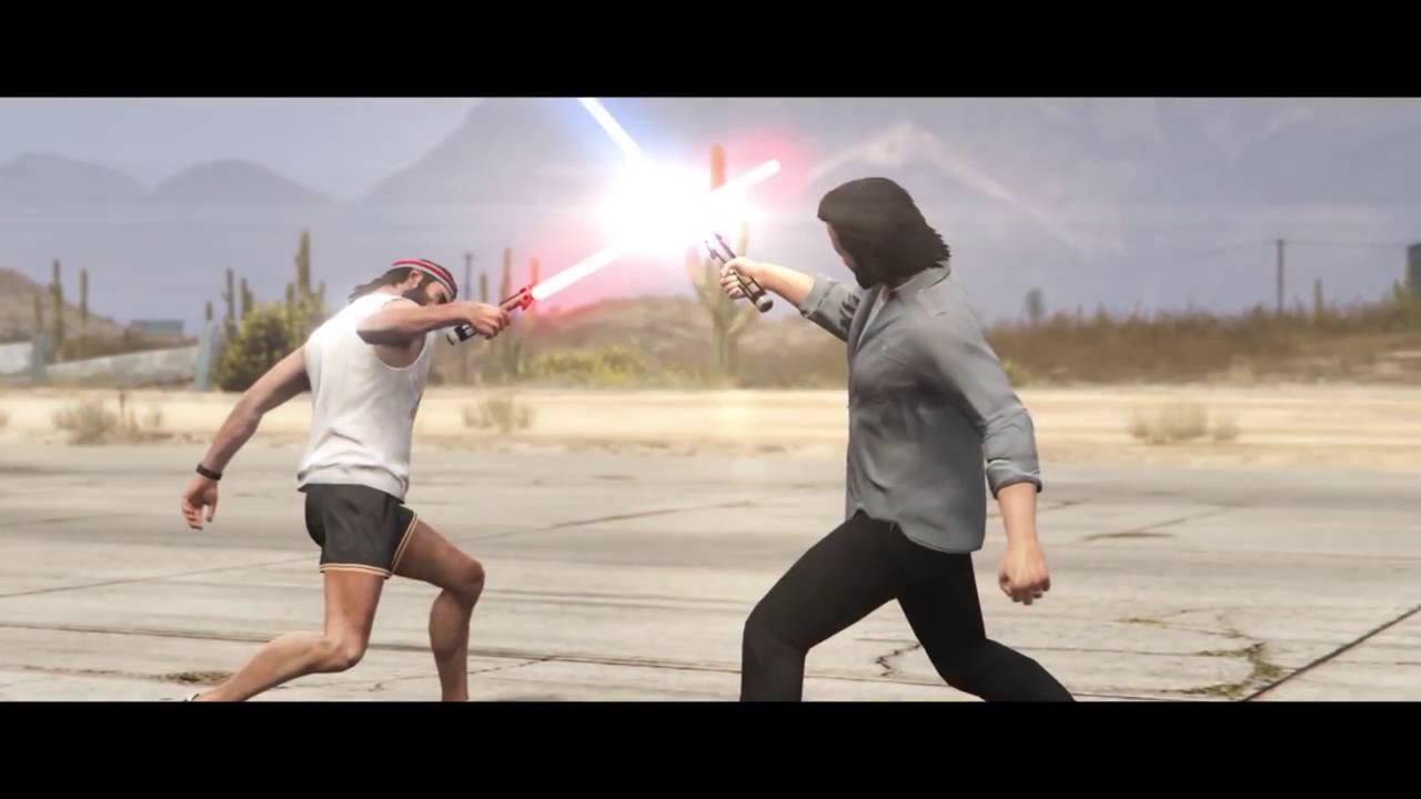 GTA V - Lightsaber Duel!! - YouTube