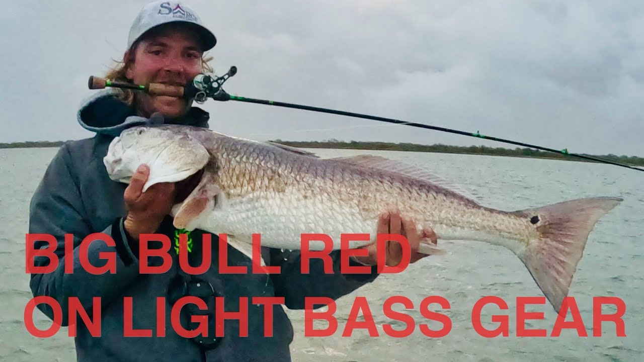 HUGE BULL RED Caught With Light Bass Gear - Galveston East Bay - Reel ...