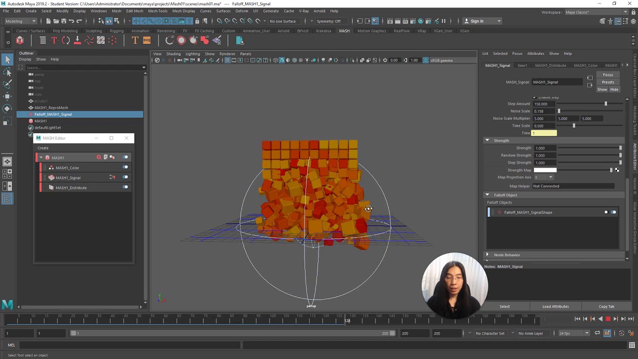 การใช้ Maya MASH 3/6 Color และ Signal Falloff - YouTube