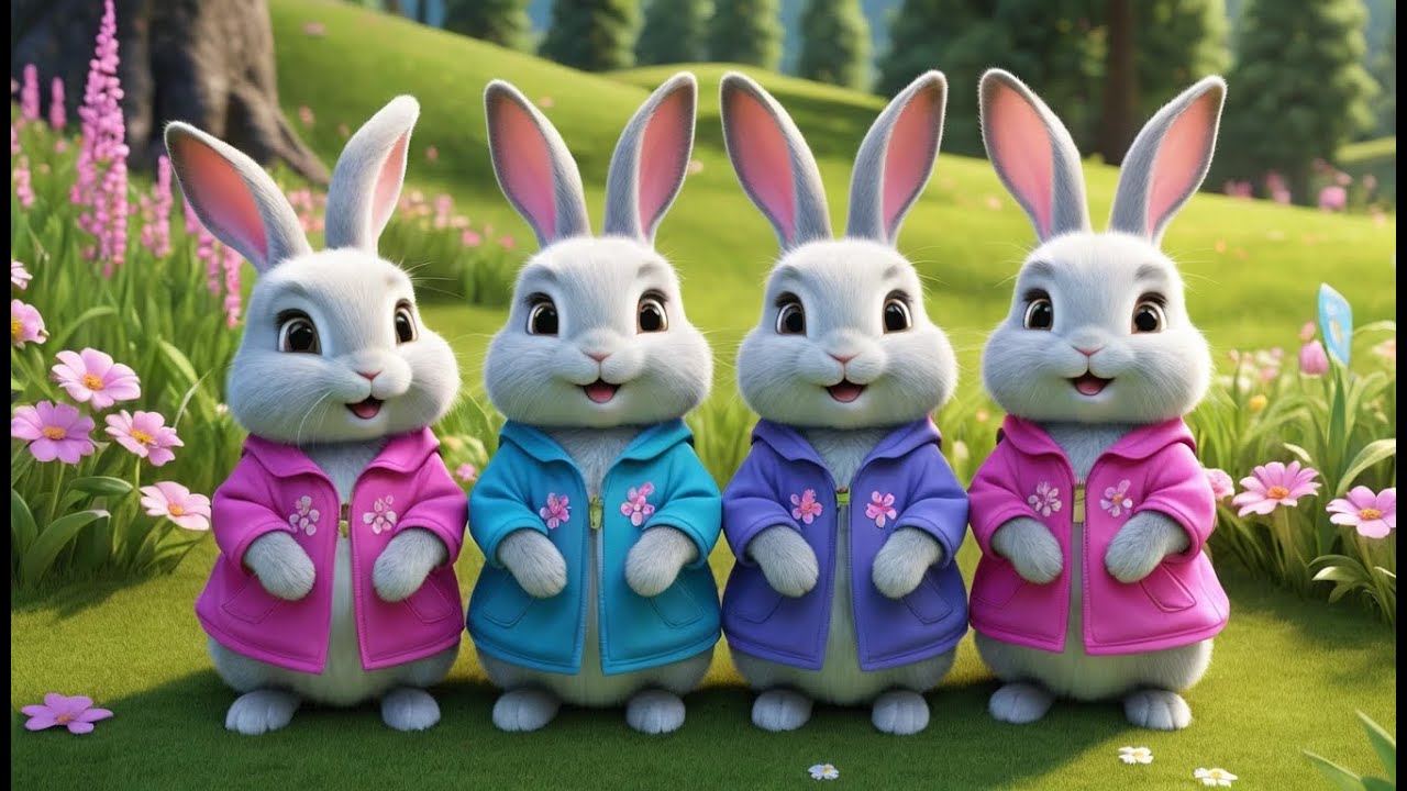 Five Little Bunnies Jumping on the Ground | Fun Bunny Song for Kids ...