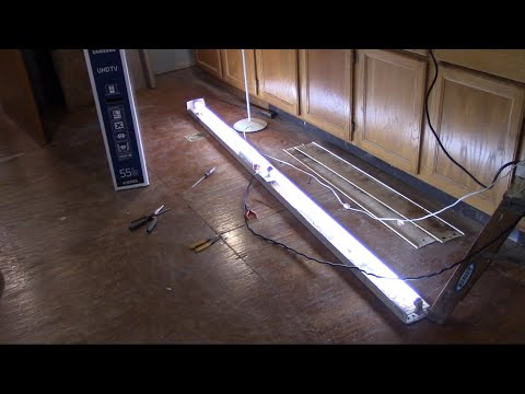 Crusty Fluorescent Light Fixture- First Start Up In 14 Years - YouTube