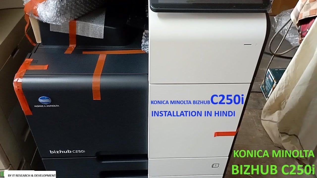 KONICA MINOLTA BIZHUB C250i UNBOXING & INSTALLATION IN HINDI, BIZHUB C250i DRIVER SETUP IN ...