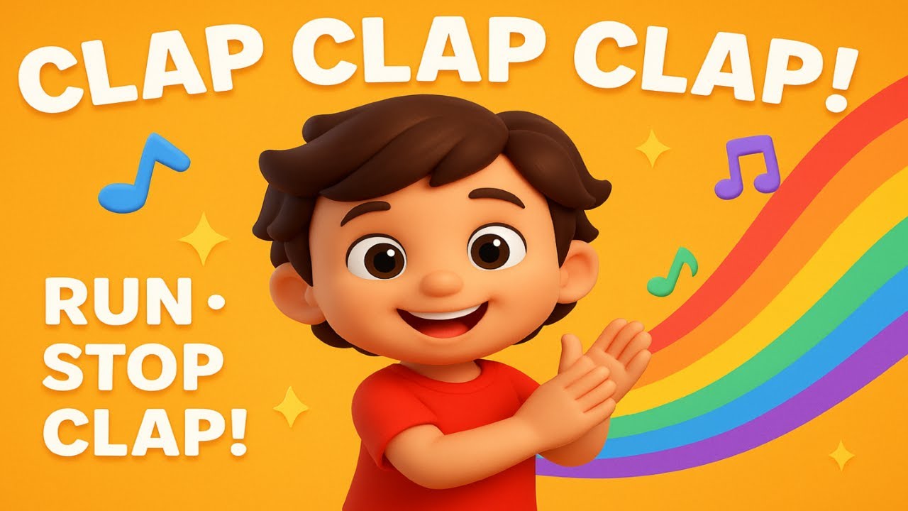 Clap Clap Clap – Fun Action Rhyme for Kids | Run, Stop & Clap Song ...