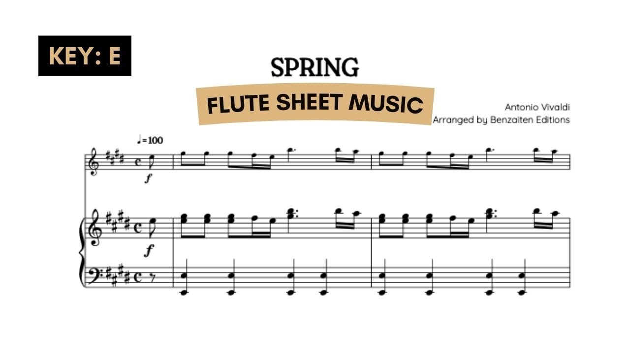 🌼 FLUTE ⁞ Vivaldi • The Four Seasons: Spring | video sheet music - YouTube