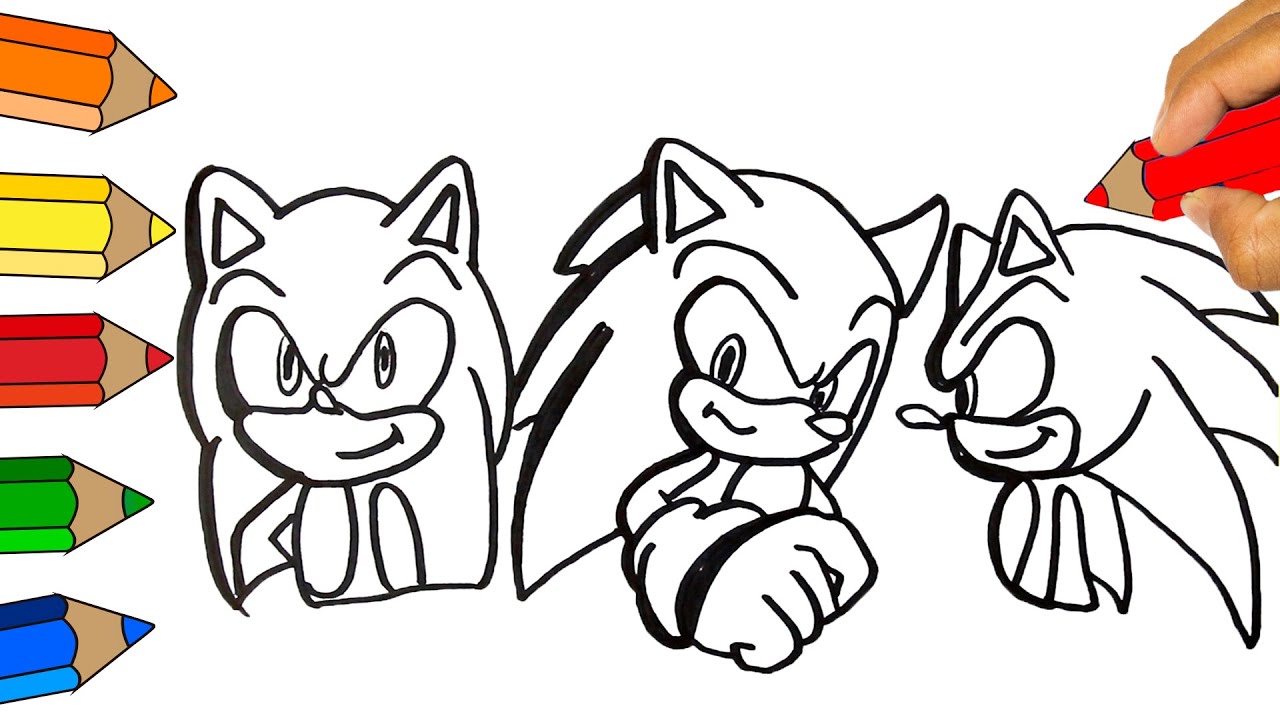 ⭐🔵 How to Draw and Paint SONIC 3 👉 Coloring and Drawing SONIC 🔴 ...